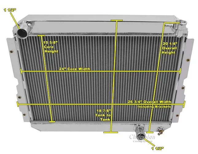 Aluminum Replacement Radiator for 1980-1990 6x-Series Toyota Land ...